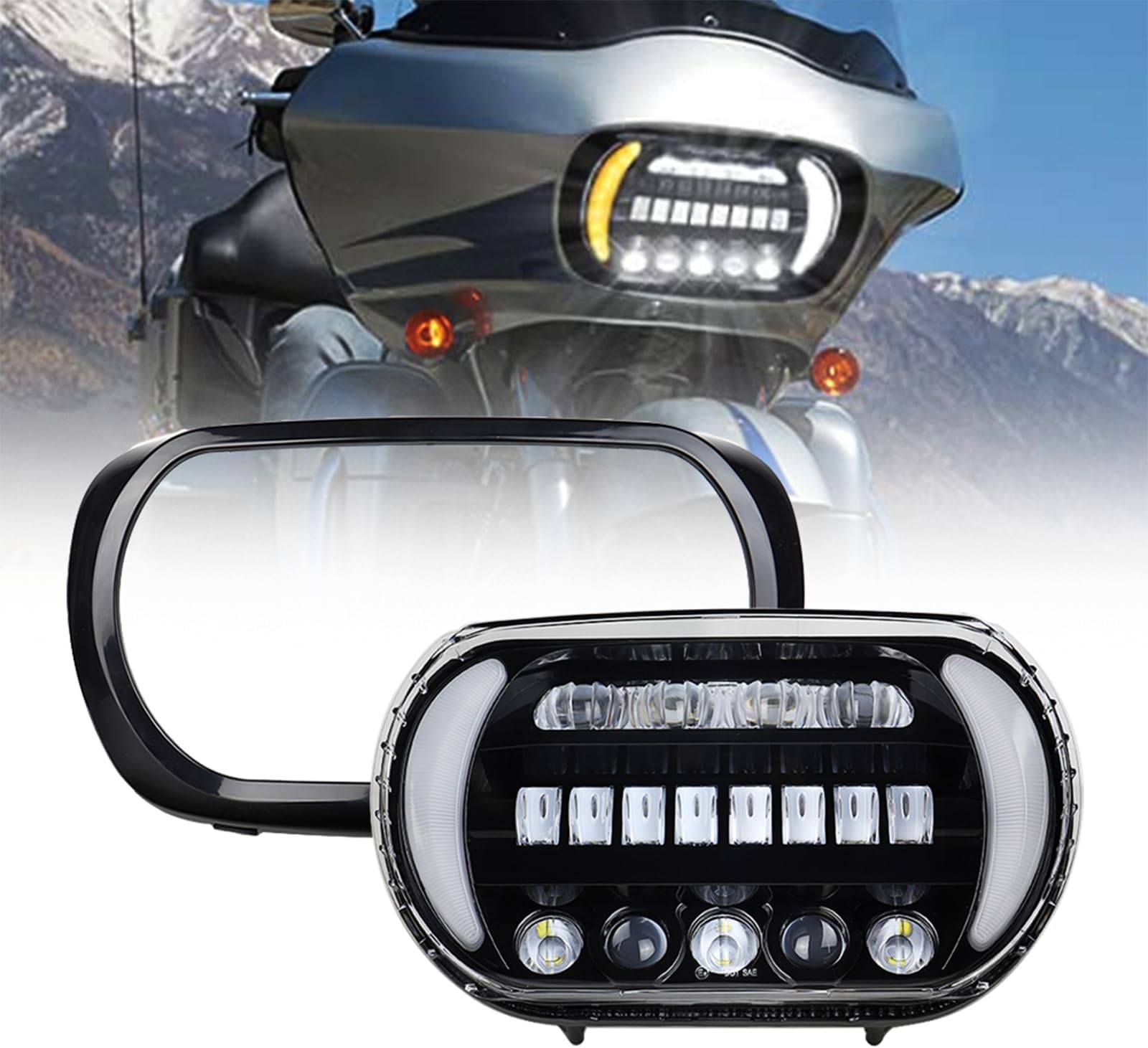 Amazon.com: Dual LED Headlights fo Road Glide 2004-2013,White DRL ...