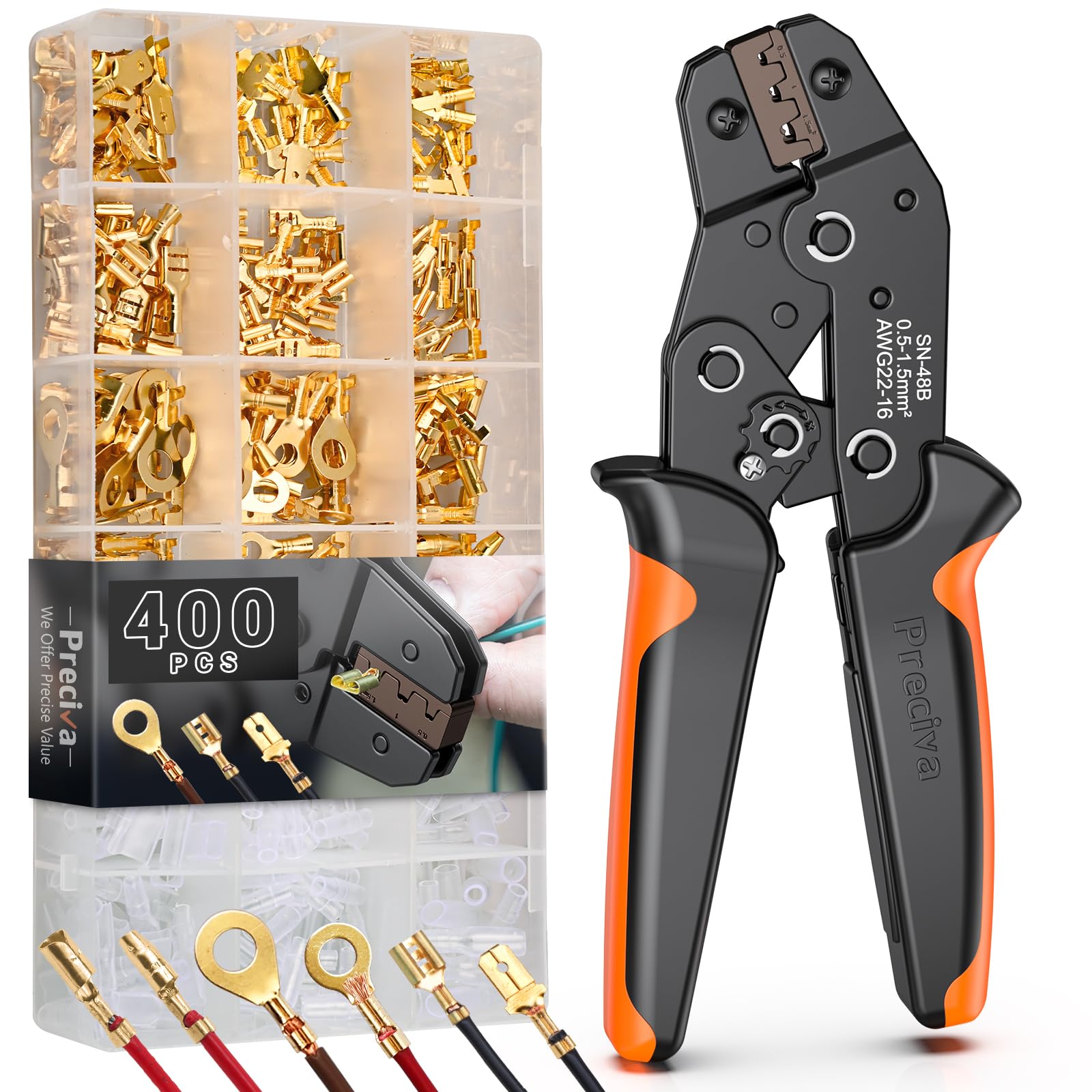 Preciva Crimping Tool Set for Spade Connector, 0.5-1.5mm²/22-16 AWG ...