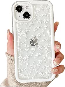 Amazon.com: Lovmooful Compatible for iPhone 13/14 Case Clear Cute Floral Flower with More Bumper ...
