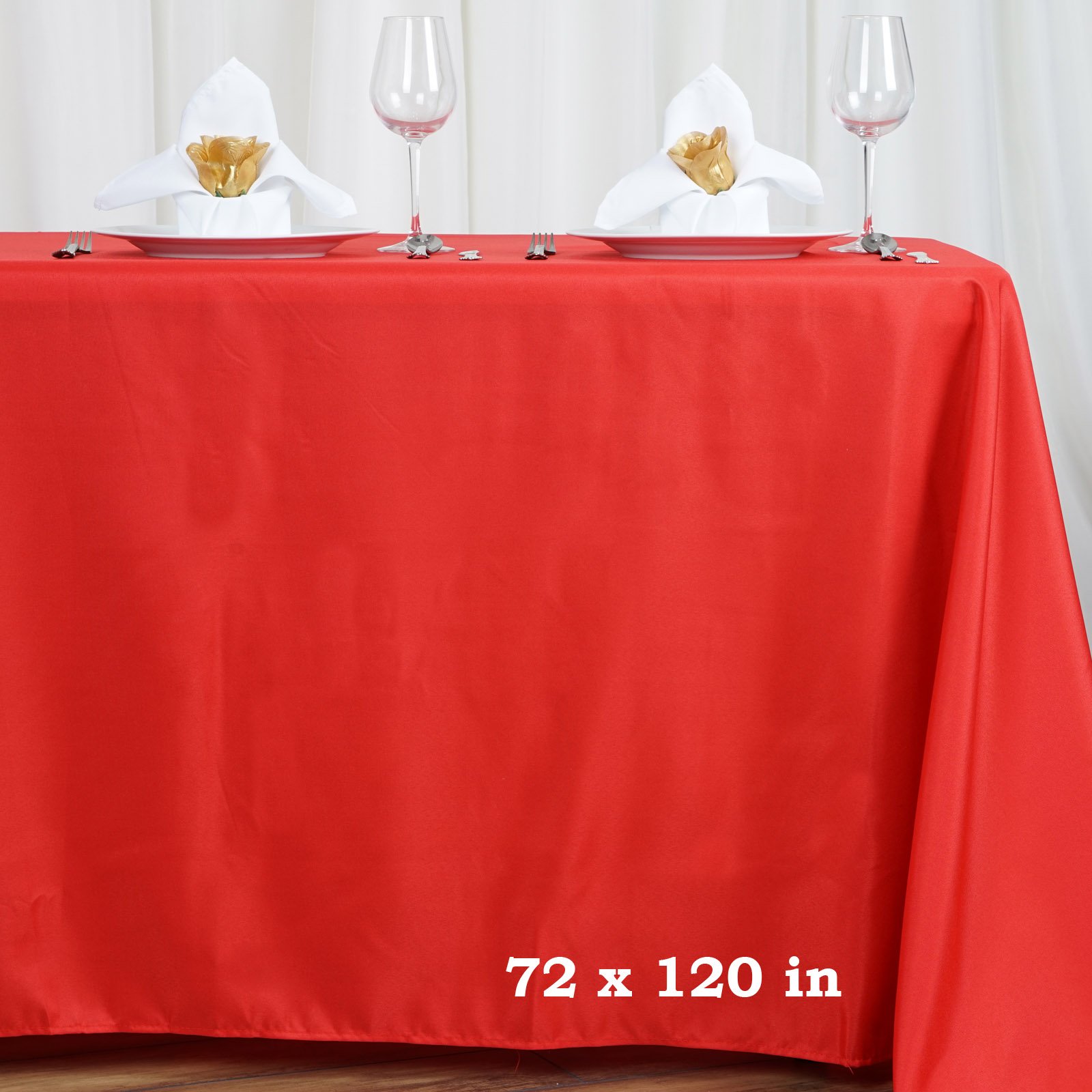 Amazon.com: Tableclothsfactory Red 72x120 Polyester Rectangle ...