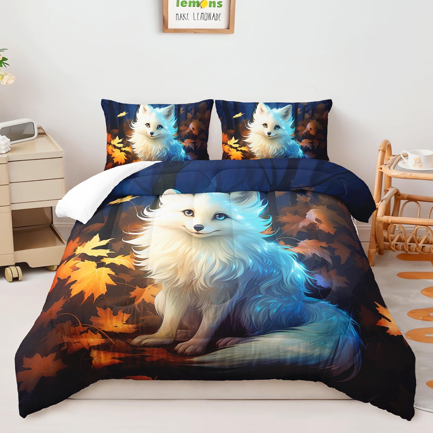 Amazon.com: AILONEN Fox Comforter Full Cute Fox Bedding Set, Kawaii Bed ...