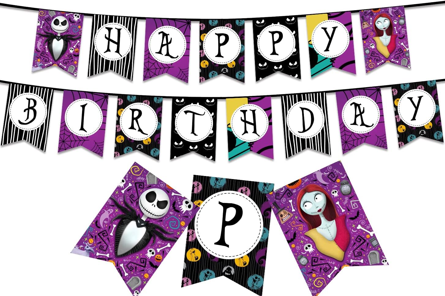 Amazon.com: Nightmare Theme Birthday Banner - Jack Skellington and ...