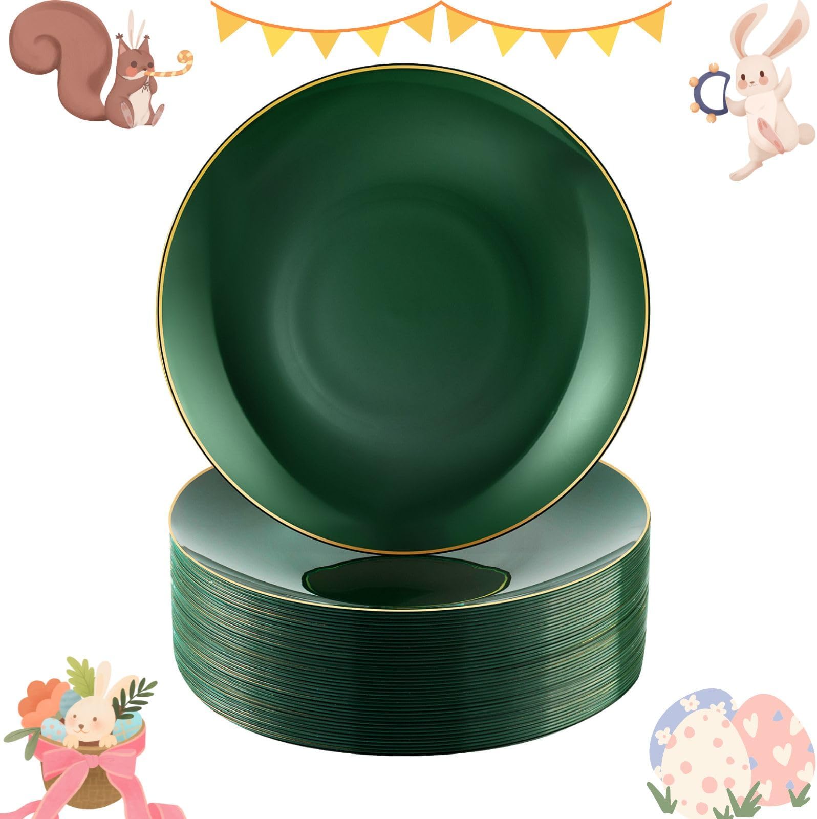 Amazon.com: Bluesky Edge Collection Emerald Green Combo Plastic Plates ...