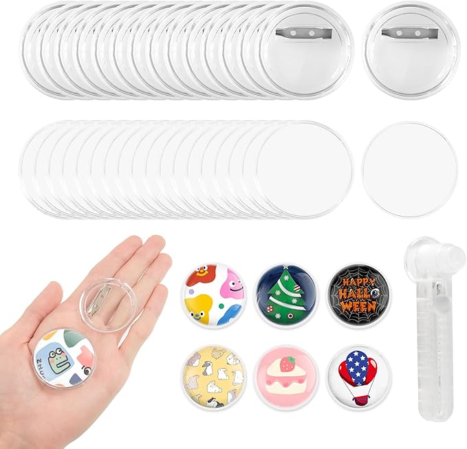 Amazon.com: BEAMNOVA 100 Pack Acrylic Button Pins 44mm Clear Badges 1. ...