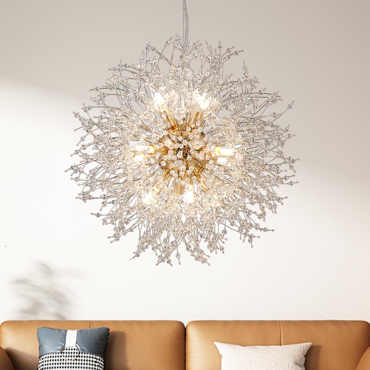 Camastar Modern Dandelion Chandelier, 12 Lights Gold Firework ...