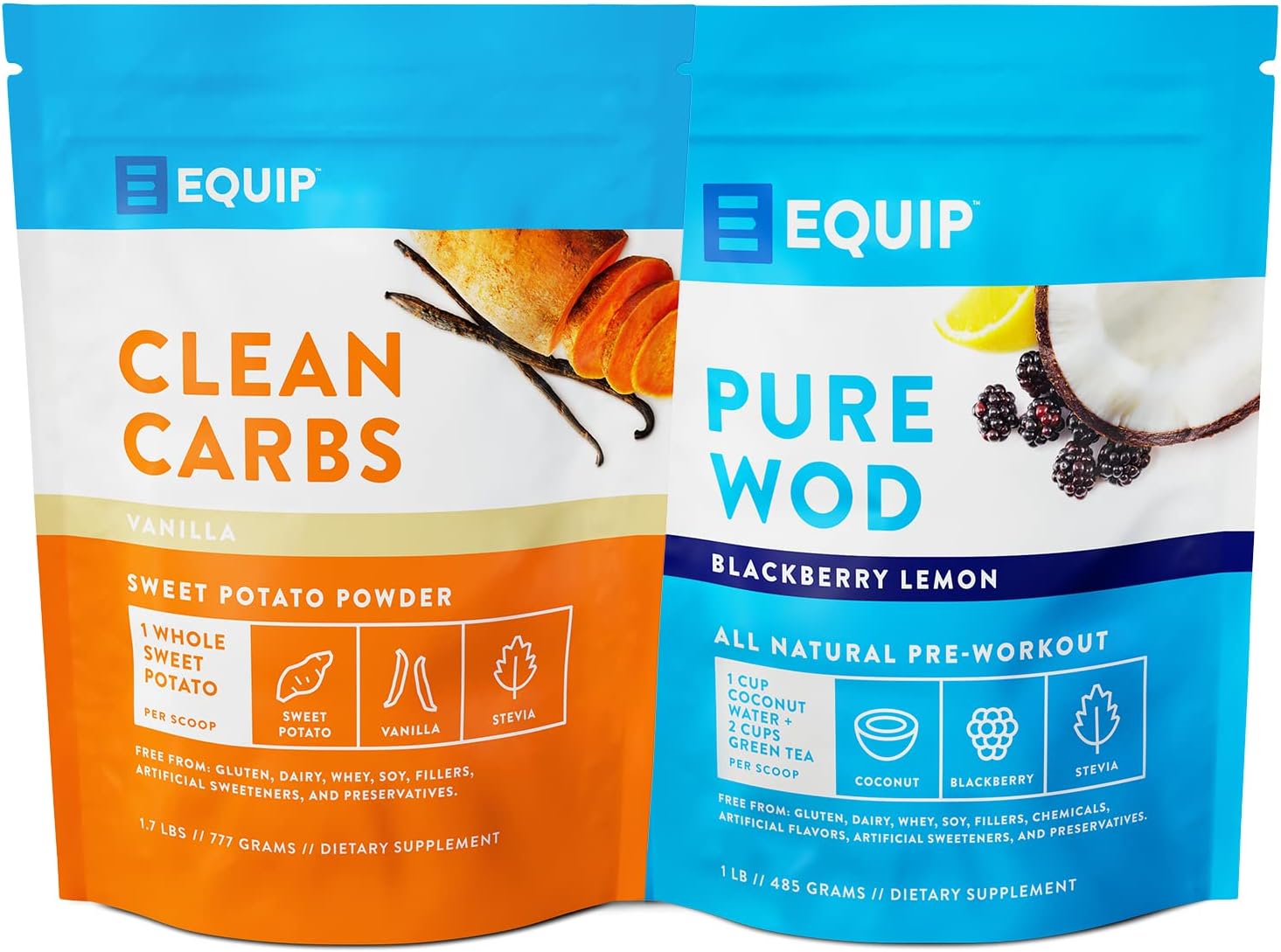 Amazon.com: Equip Foods Pre Workout & Clean Carbs Powder - PureWOD Pre ...