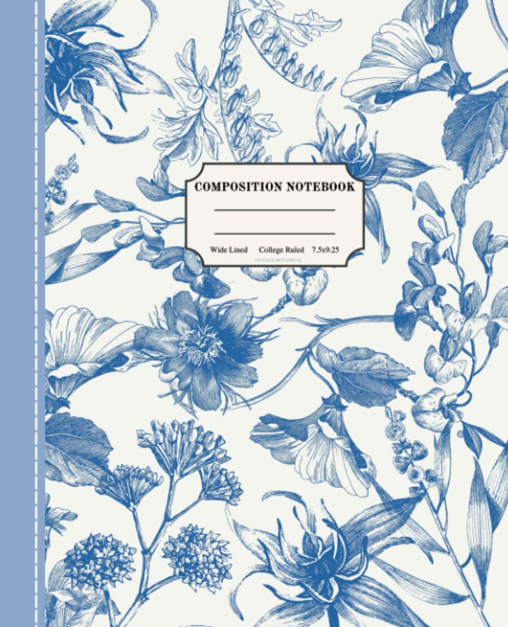 Vintage Botanical Composition Notebook: Pastel Blue Floral Print ...
