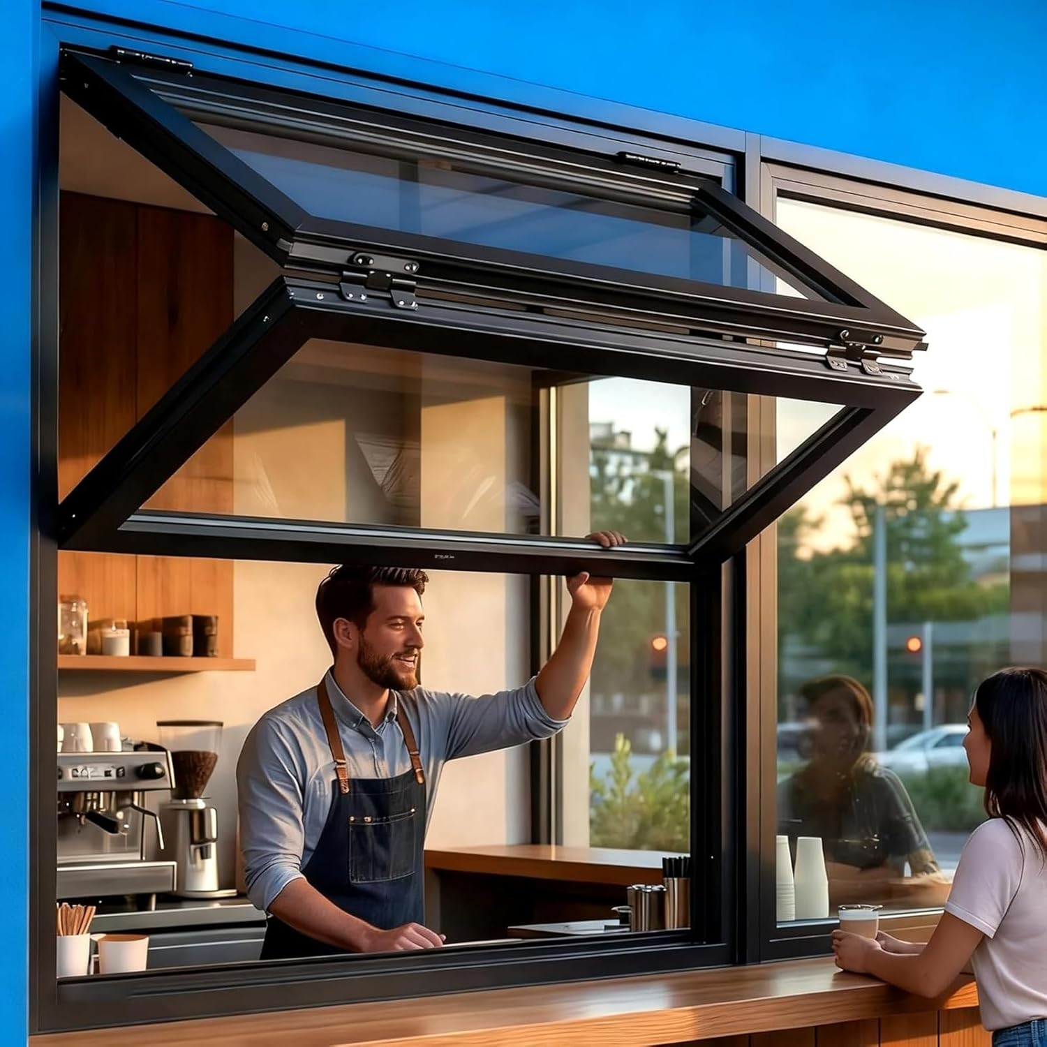 Lockable Folding Sliding Service Window,vertical Double-suspension ...