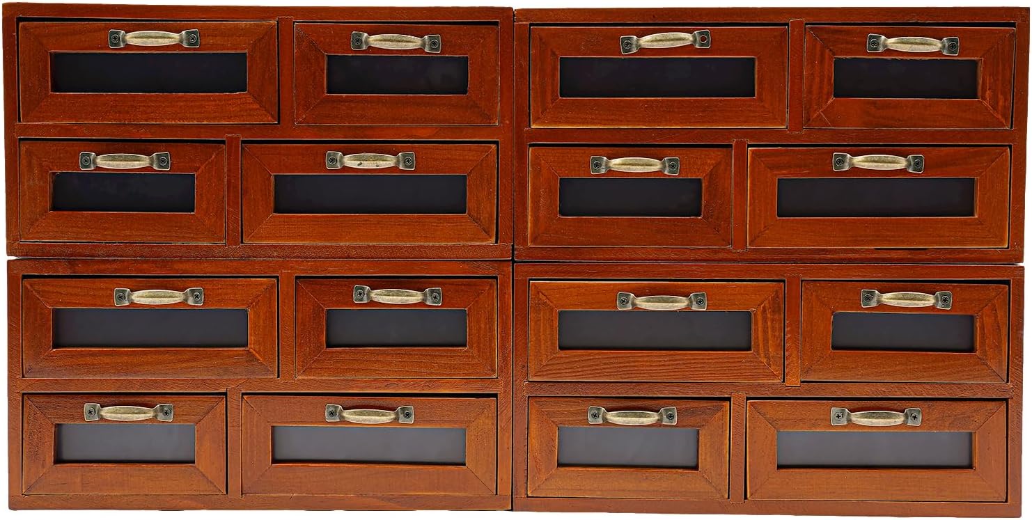 Amazon.com: Wood Apothecary Medicine Cabinet,16 Drawers Label Holder ...