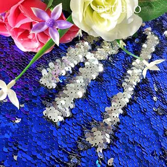 Color Changing Sequin Fabric DUOBAO Rainbow To Silver Mermaid Fabric By ...