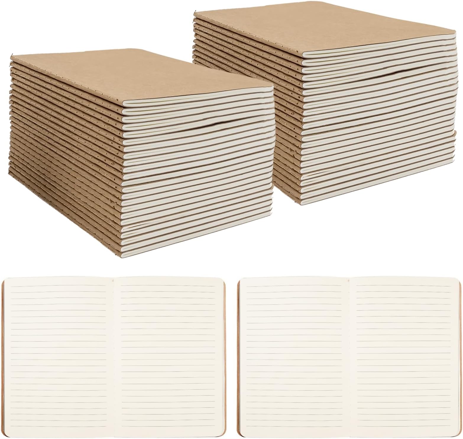 30 Pack Journal Notebook, Kraft Cover 30 sheets/60 pages Lined Paper ...