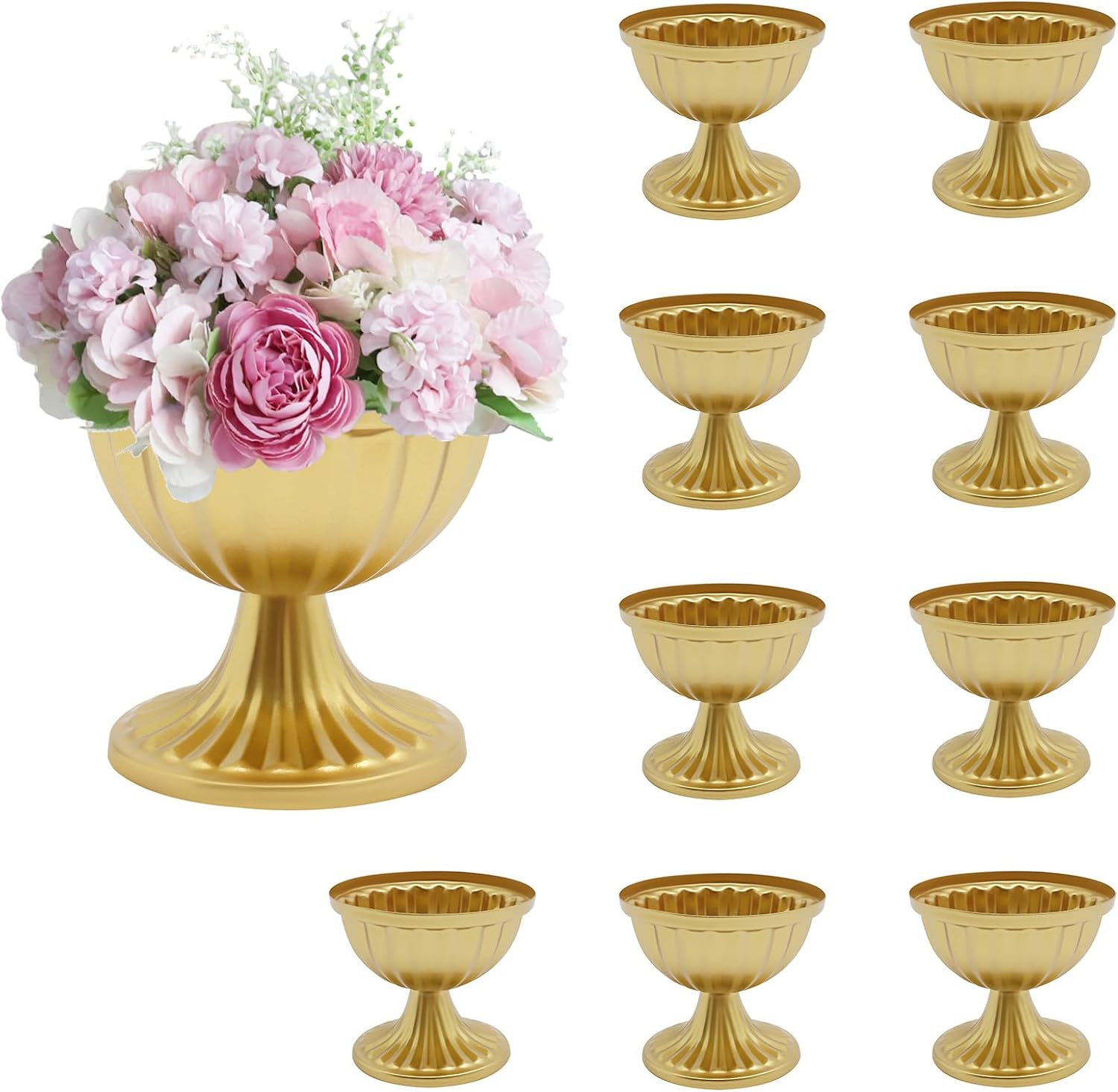 Amazon.com: Mini Gold Flower Arrangement Pots 10 Pcs for Centerpiece, 3 ...