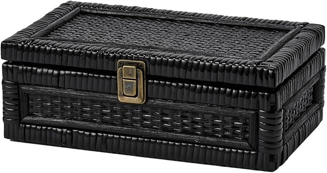 Amazon.com: VinneGenzz Rattan Box with Lid Decorative Natural Handmade ...