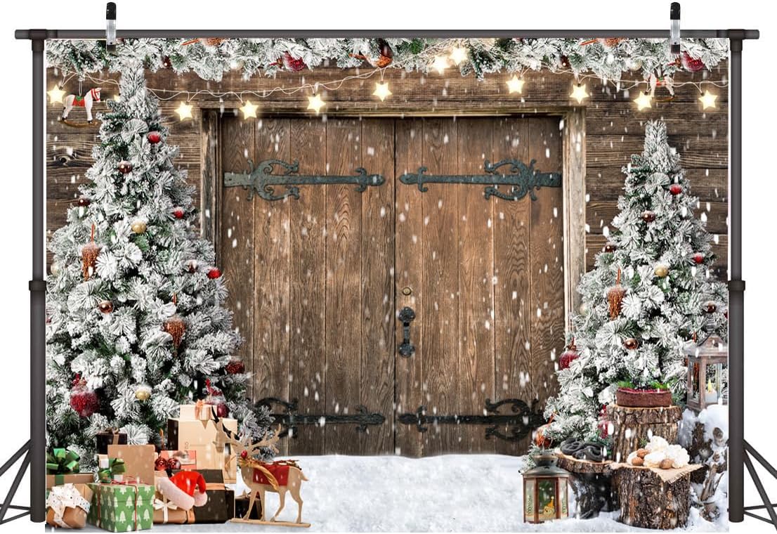 Amazon.com : AIIKES 7X5FT Christmas Backdrop Winter Christmas Rustic ...