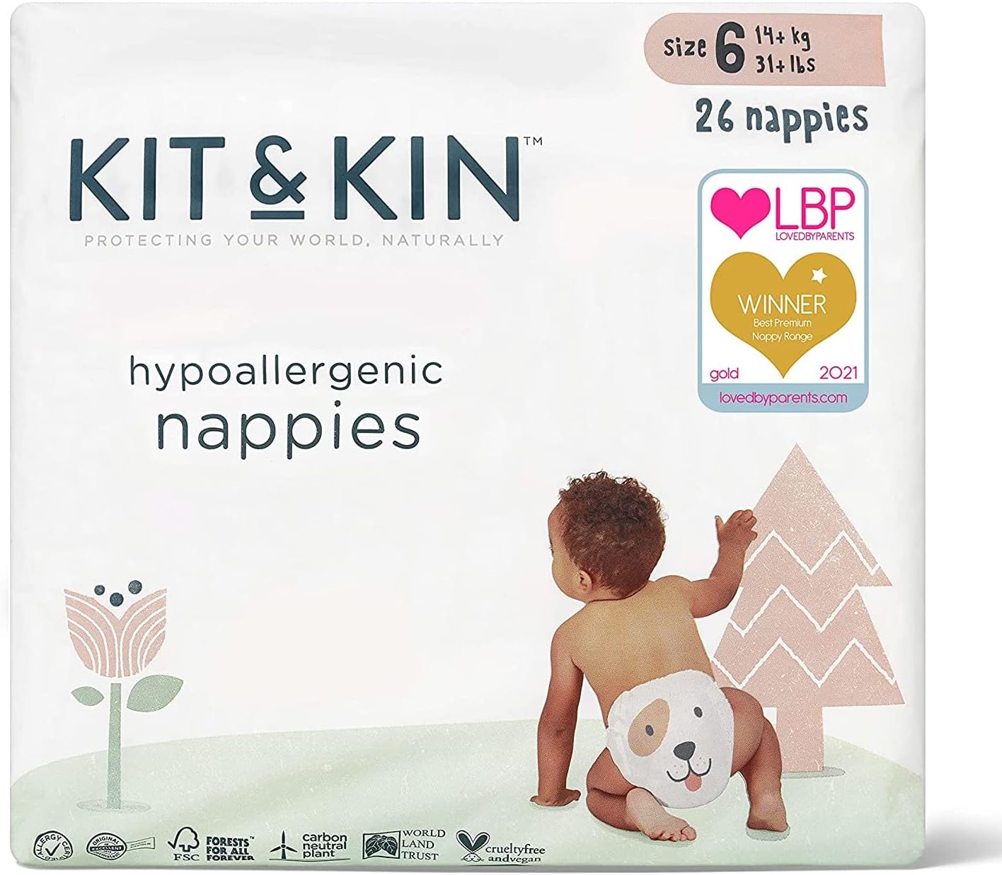 Amazon.com: Kit & Kin Hypoallergenic Diapers, 1 Month Supply (Size 6 ...
