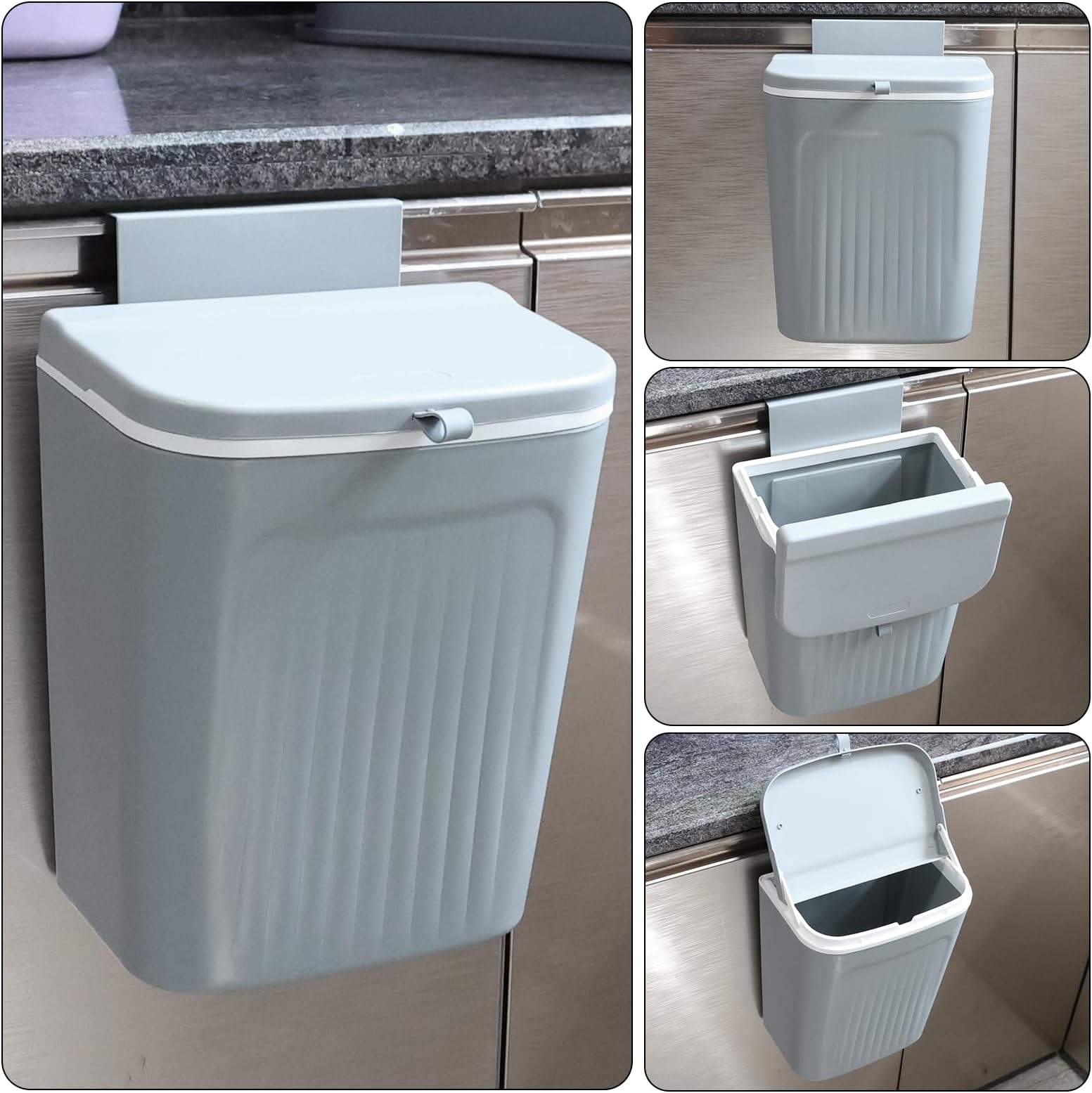 Amazon.com: Yesdate 3.2 Gallon/12 L Hanging Small Trash Can with Lid ...