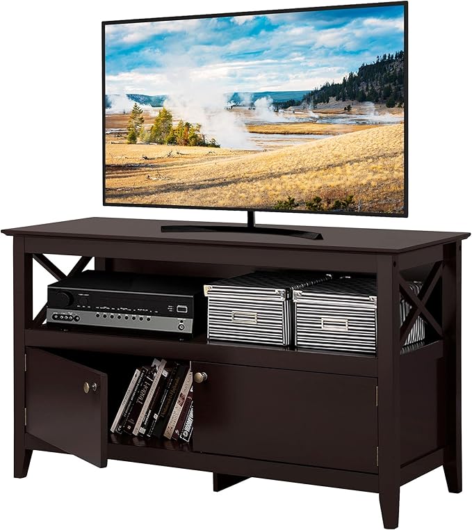 Amazon.com: Yaheetech X Shape Wooden TV Table Stand for TVs Up to 50 in ...