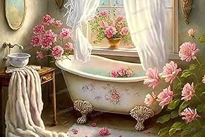 Amazon.com: RMSGOZO Pink Floral Bathroom Jigsaw Puzzles for Adults 1000 ...