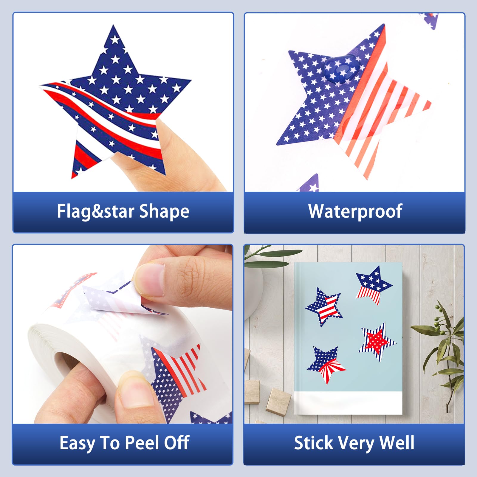 Snapklik.com : American Flag Star Stickers - 500Pcs 15Inch USA ...