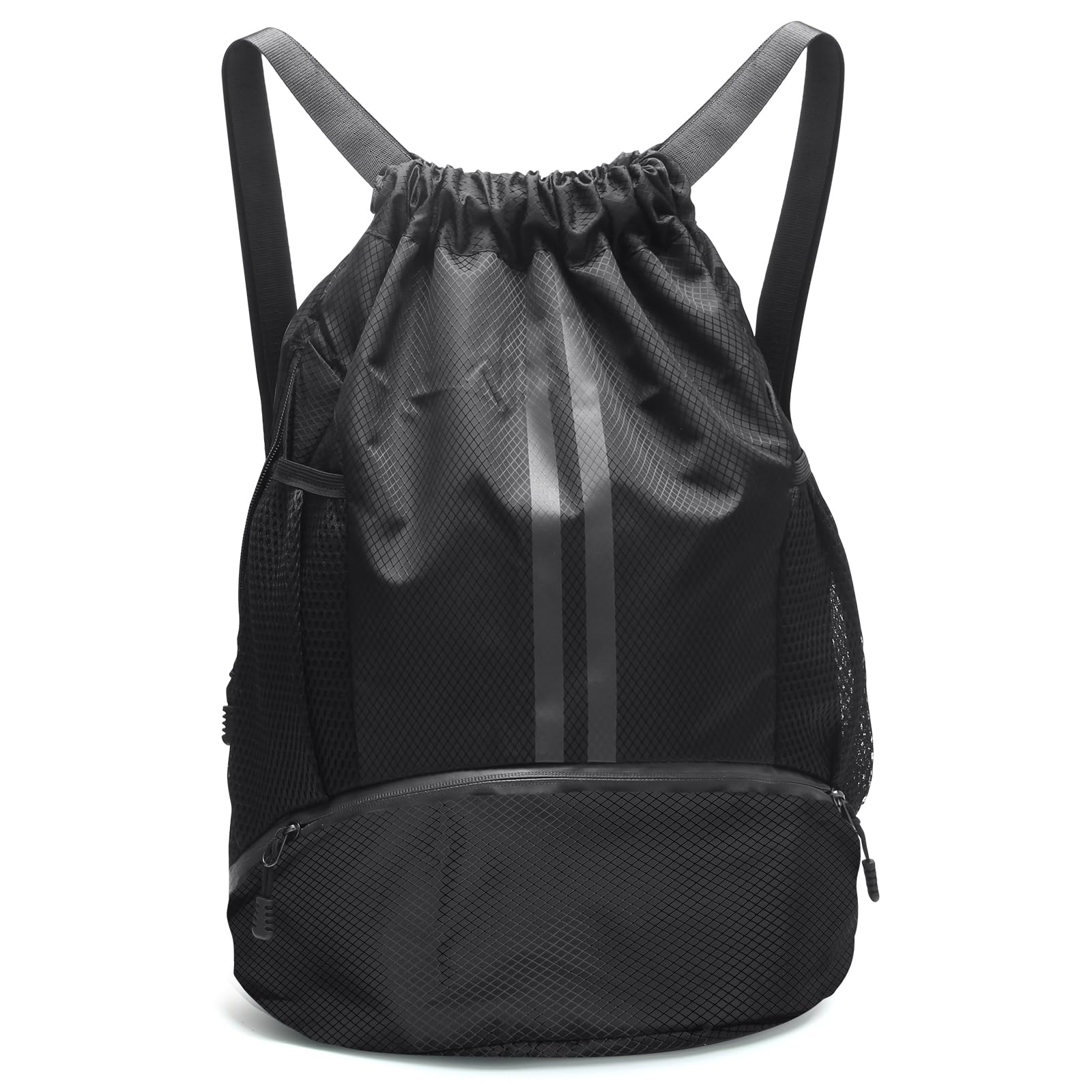Sports Drawstring Backpack - Waterproof Swim Bag Gym Bag with Shoes ...