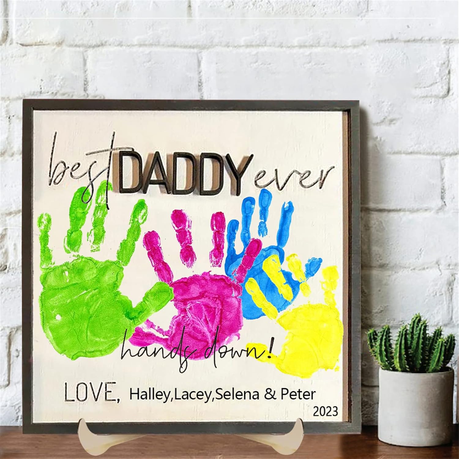 Amazon.com: Personalized DIY Handprint Fathers Day Sign Custom Best Dad ...