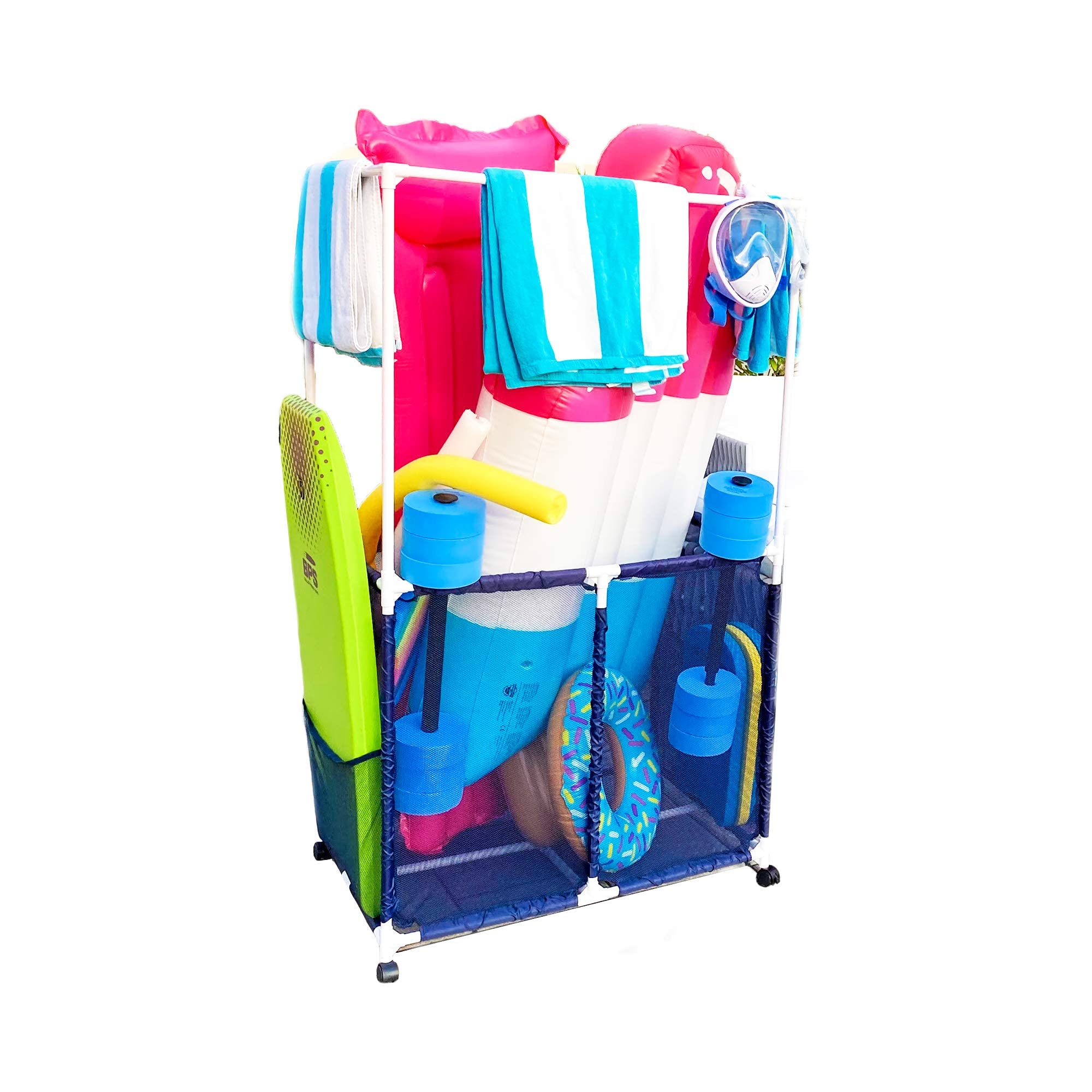 Amazon.com : Pool Bins Pool Equipment Holder with Towel Drying Bars ...