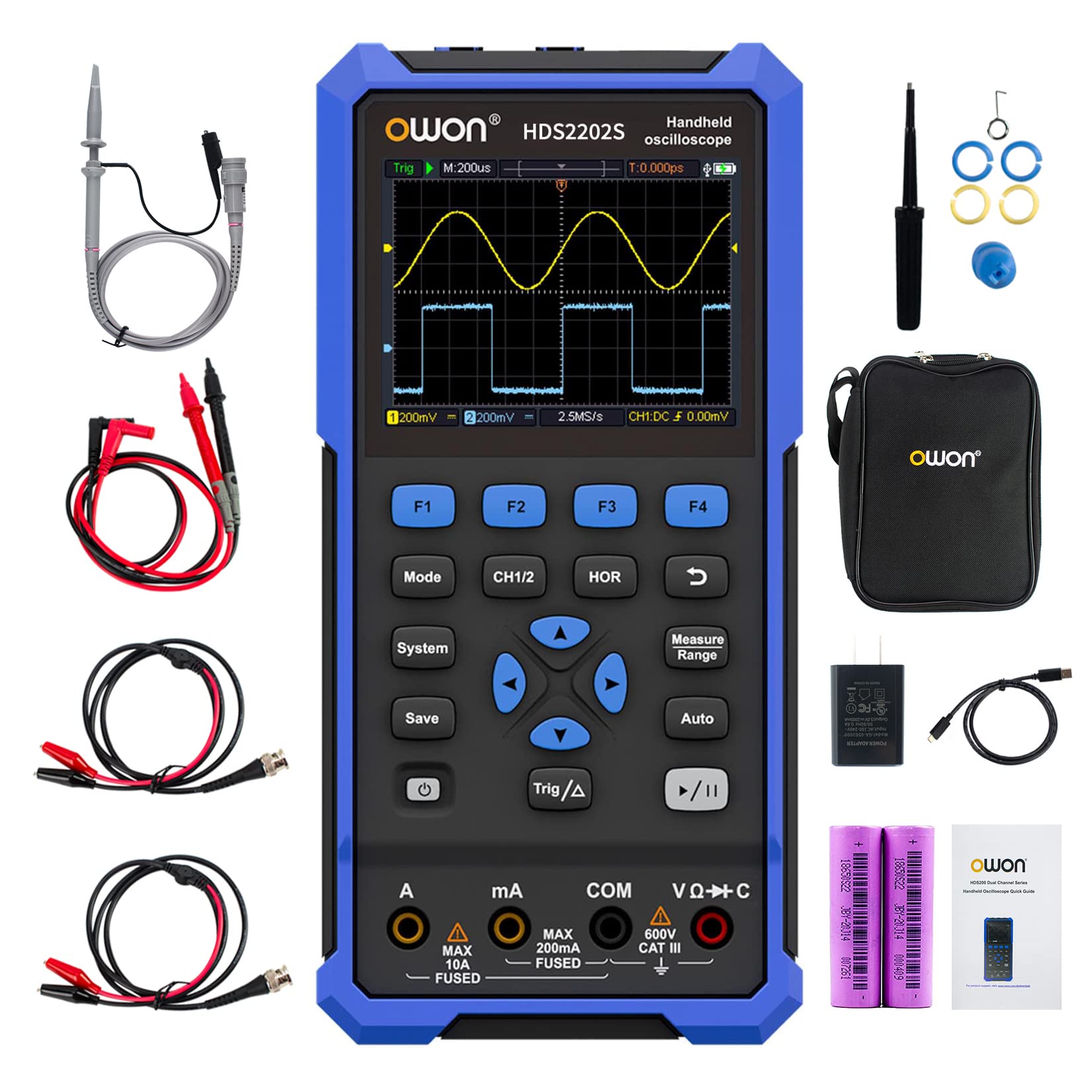 Owon Hds2202s 3 In 1 Handheld Oscilloscope 200mhz Bandwidth Usb ...