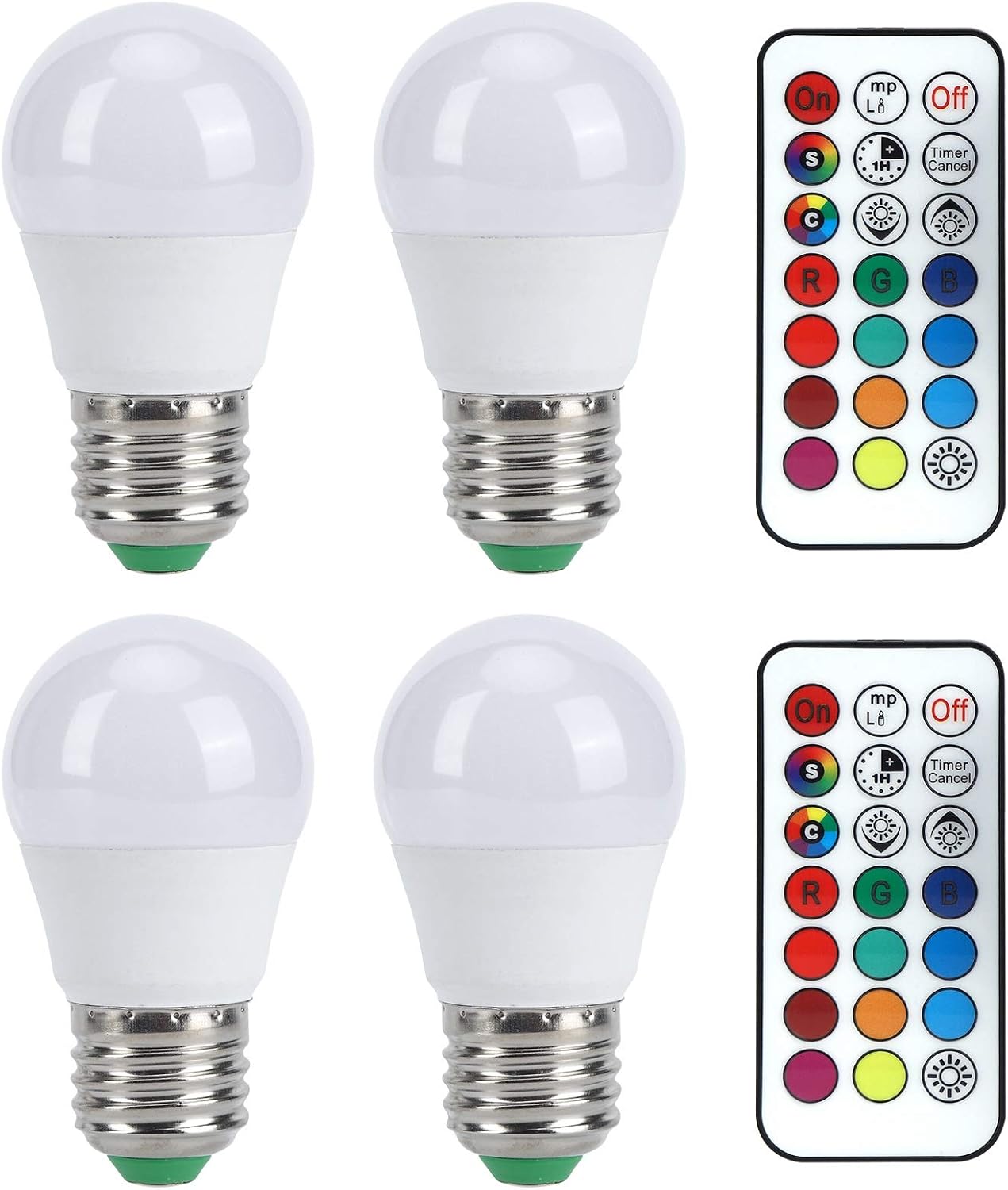E12/E14/E27 RGB Color Changing Light Bulbs 45W LED Light Bulb Remote ...