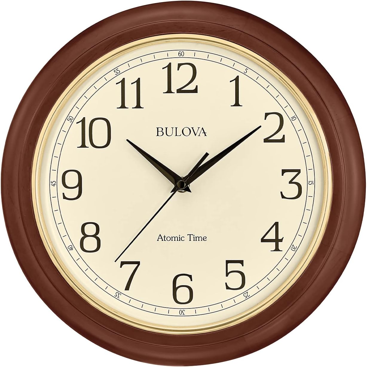 Amazon.com: Bulova Atomic Time 2 Analog Wall Clock C5004 | 12.4" Wooden ...