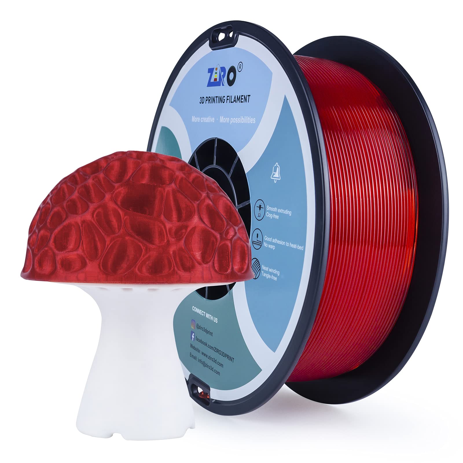 ZIRO 3D Printer Filament PLA PRO Translucent Series 1.75 1KG(2.2lbs ...
