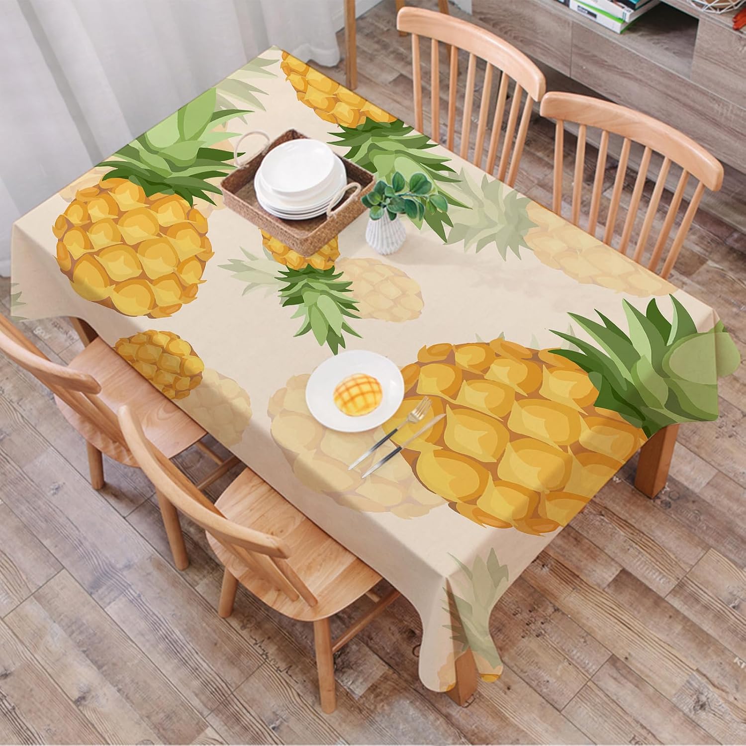 Amazon.com: Wusihorld Rectangle Table Cloth,Pineapple Seamless Pattern ...