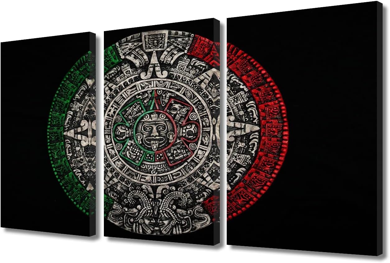 Amazon.com: TUMOVO 3 Panels Canvas Prints Ancient Mexico Wall Art ...