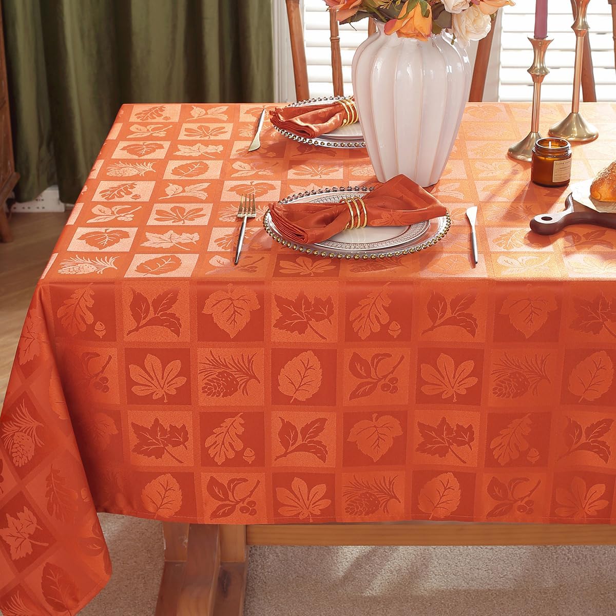 Amazon.com: SASTYBALE Tablecloth Rectangle 52 x 70 Inch Autumn Leaves ...