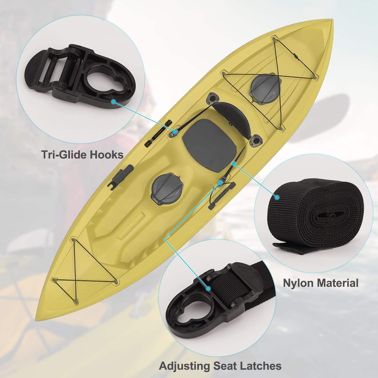 Snapklik.com : Kayak Seat Repair Kit Seat Strap Clips And Tri-Glide Hooks Fit For Lifetime Emotion
