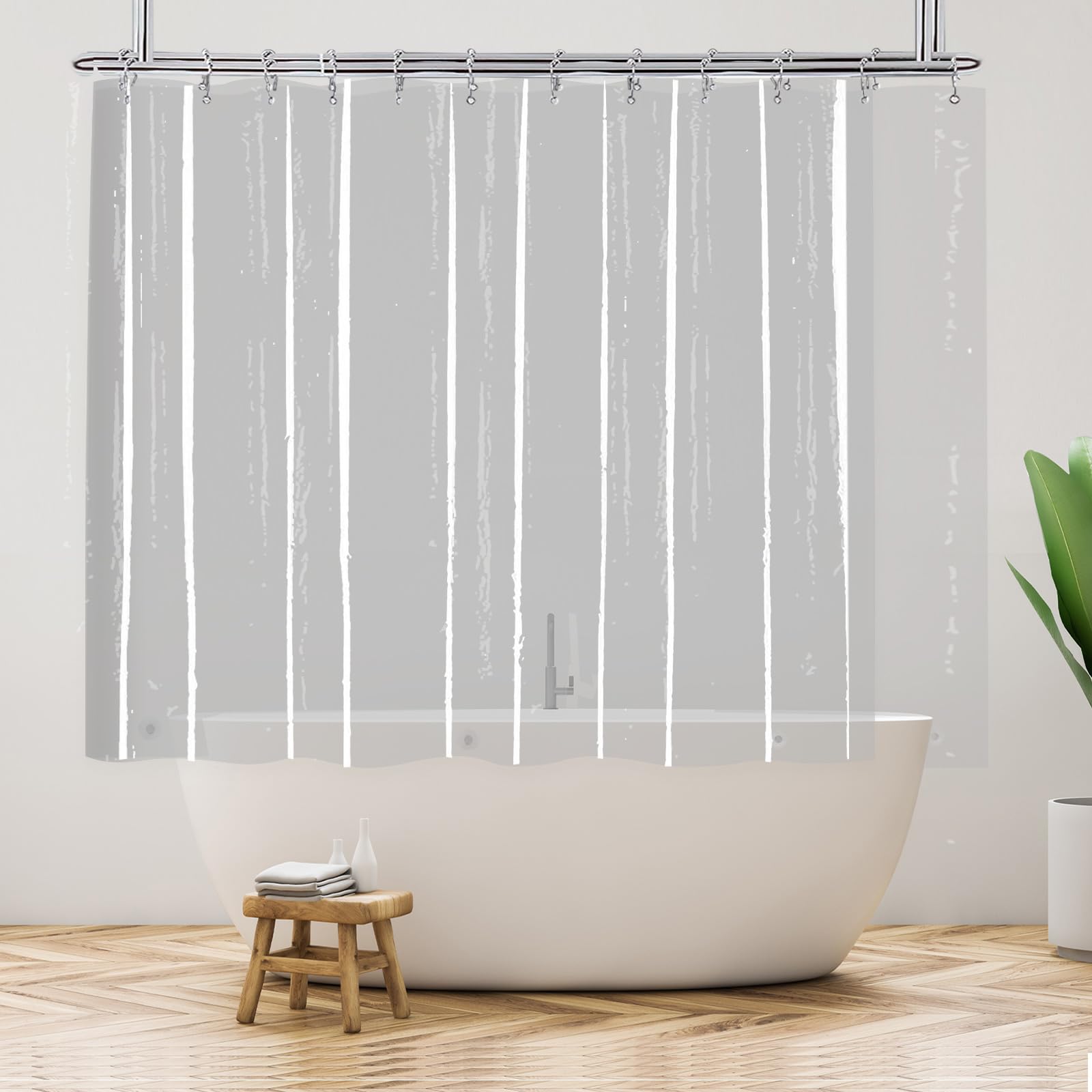 Amazon.com: GBYcLyw Clear Clawfoot Tub Shower Curtain Short Length 55 ...
