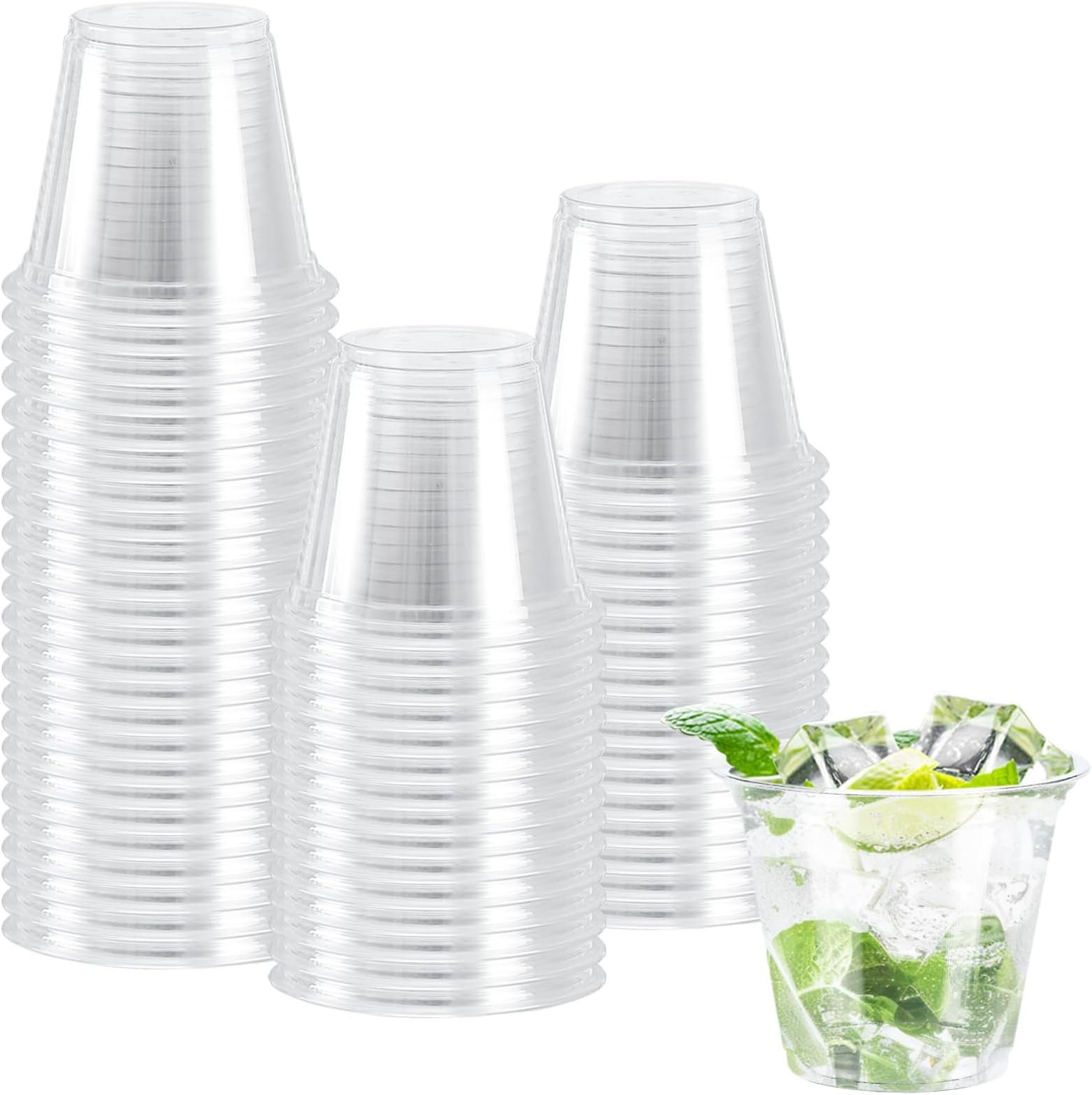 Amazon.com: Clawsoff 9 oz Clear Plastic Cups, 100 Pack Disposable Fancy ...