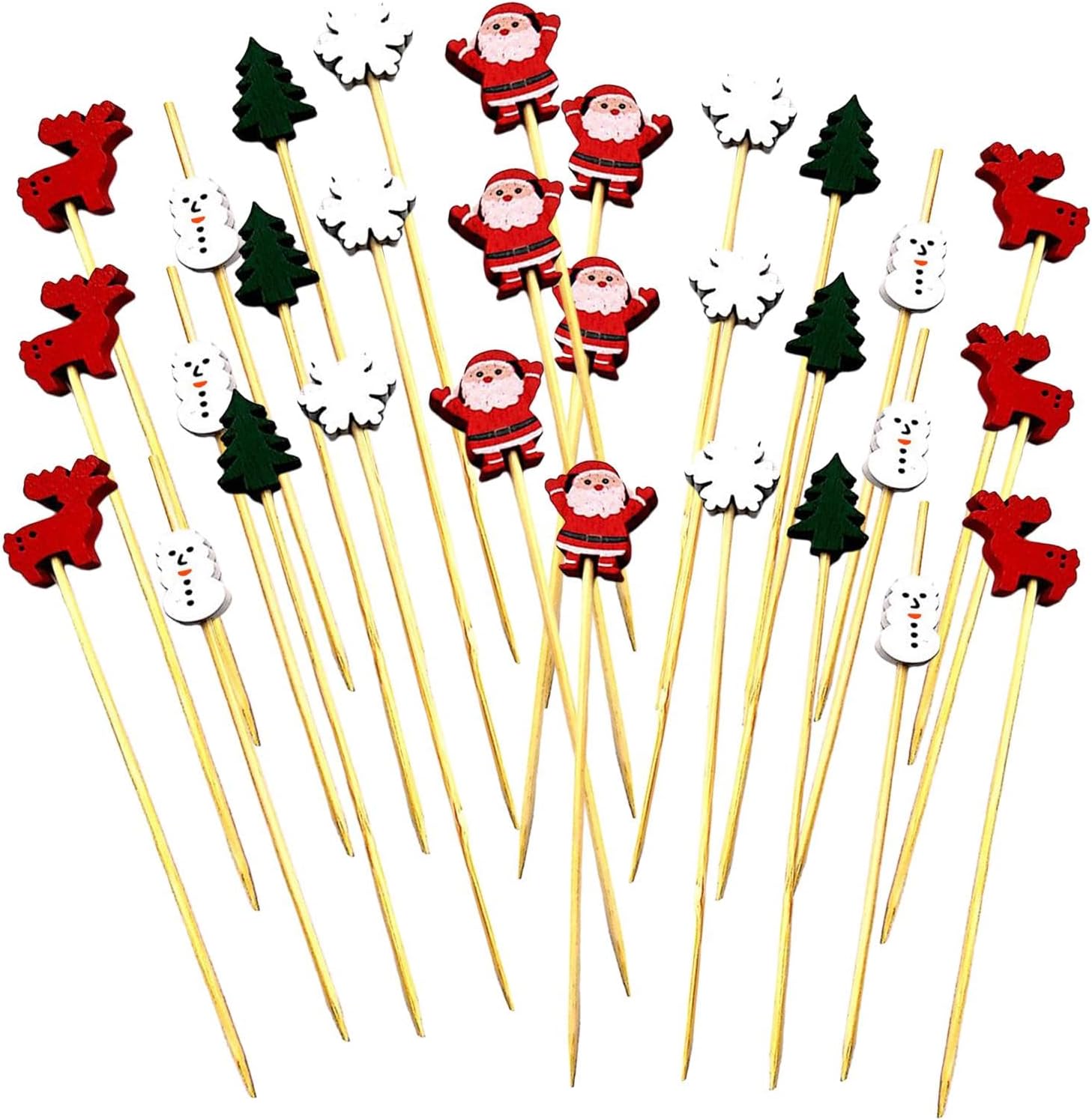 Amazon.com | Christmas Cocktail Picks - Xmas Tree Santa Snowman Elk ...