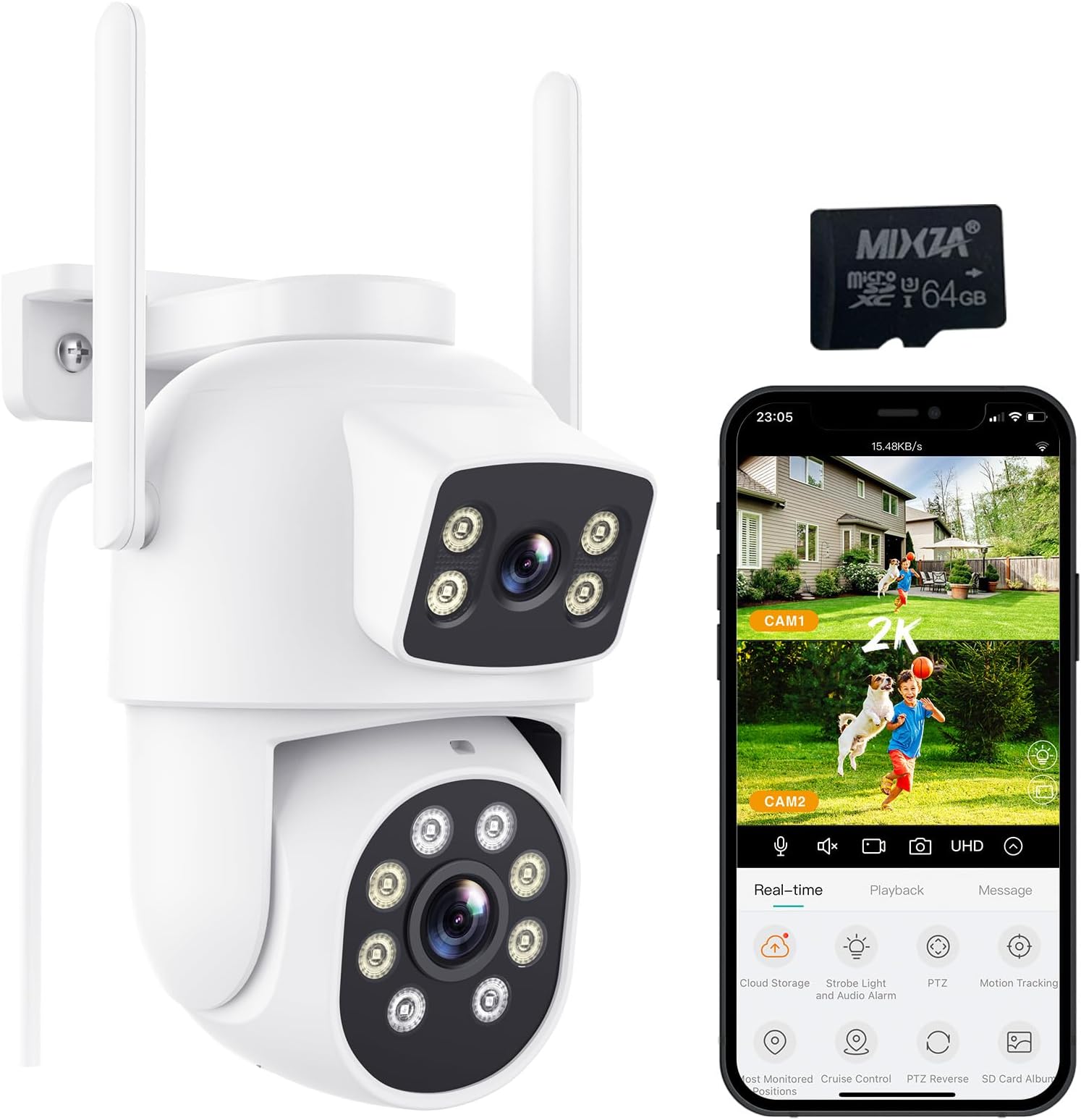 6K 12MP Camera Surveillance WiFi Exterieure, 360° PTZ IP Caméra Vision ...