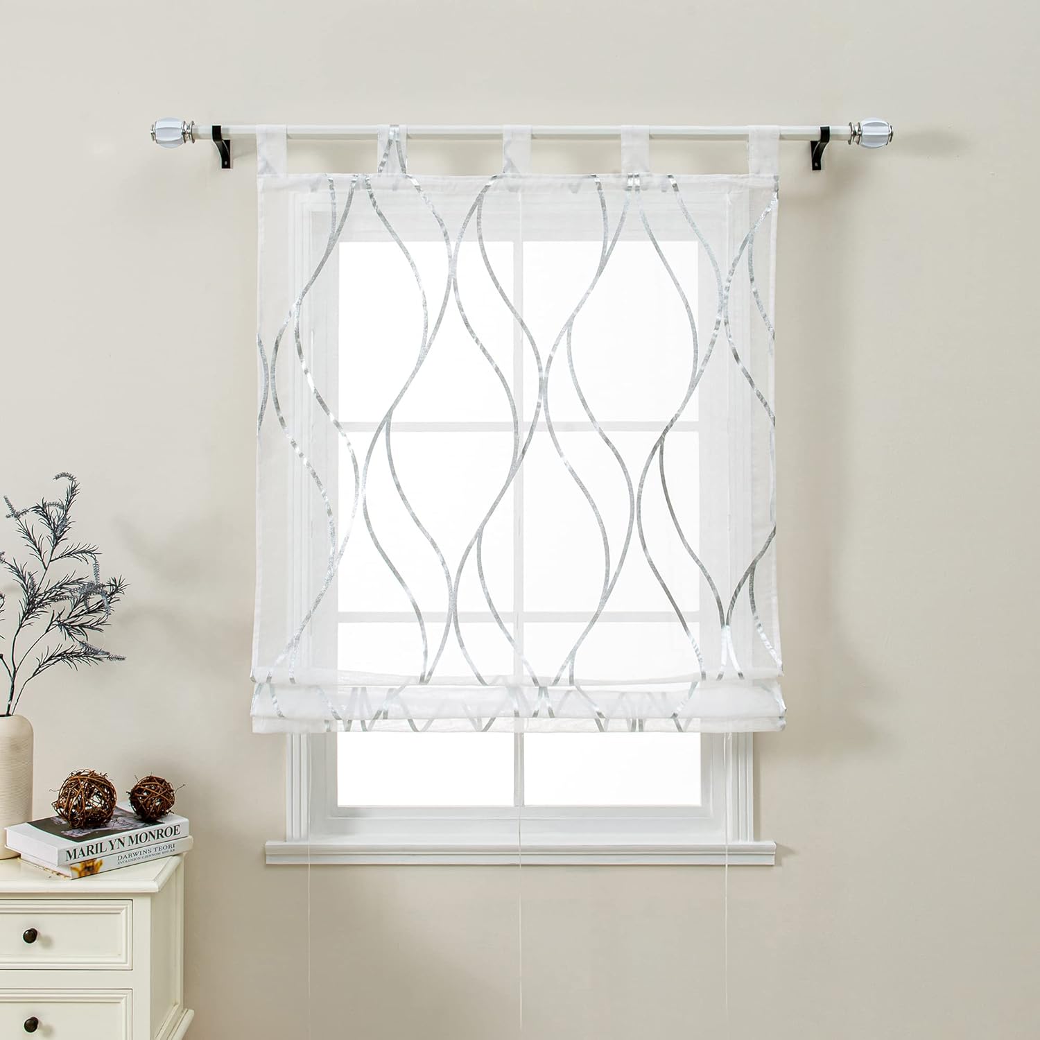 Amazon.de: Voile Raffrollo glänzenden Streifen Muster (1 Stück ...