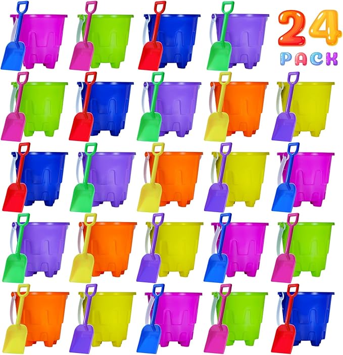 Amazon.com: Qiuyanbo 5 Inch Sand Castles Beach Buckets and Shovel Set ...