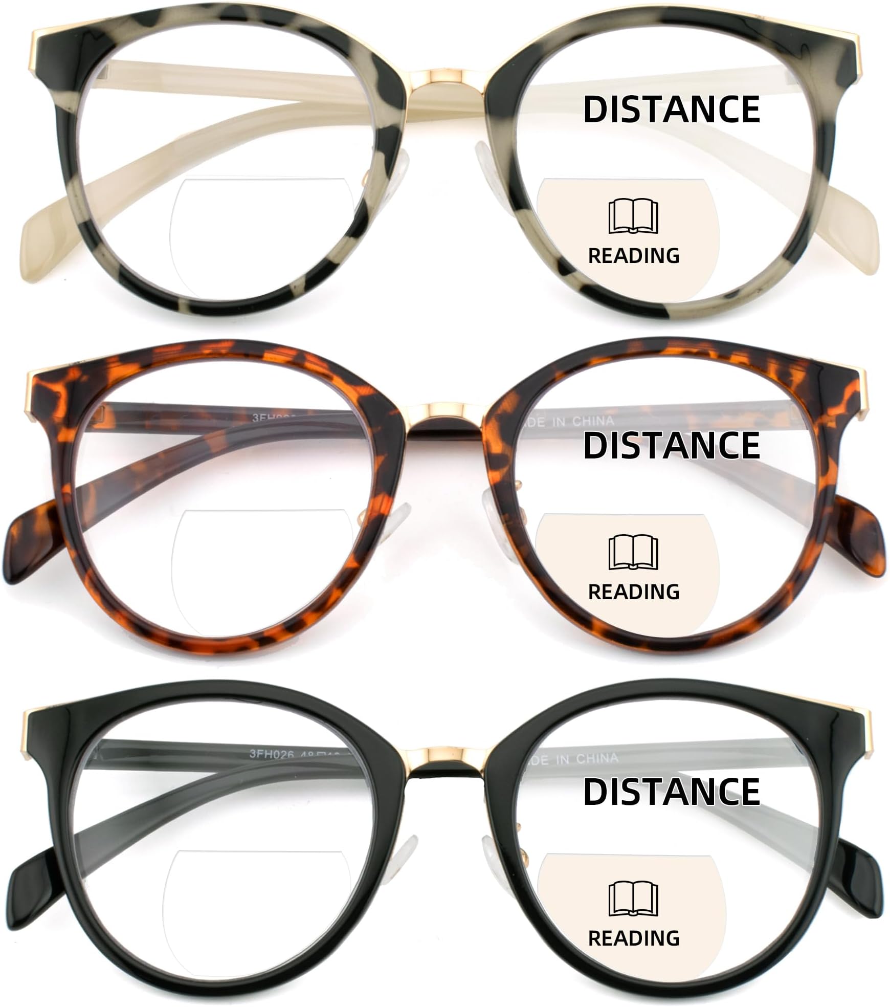 Amazon.com: zooxsky 3 Pack Bifocal Reading Glasses for Women Men Clear ...