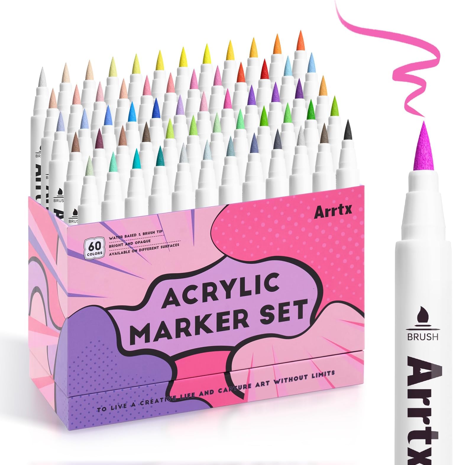 Arrtx 90 Colors Paint Markers, Acrylic Paint Pens for Artists Adults Coloring Drawing - Extra ...