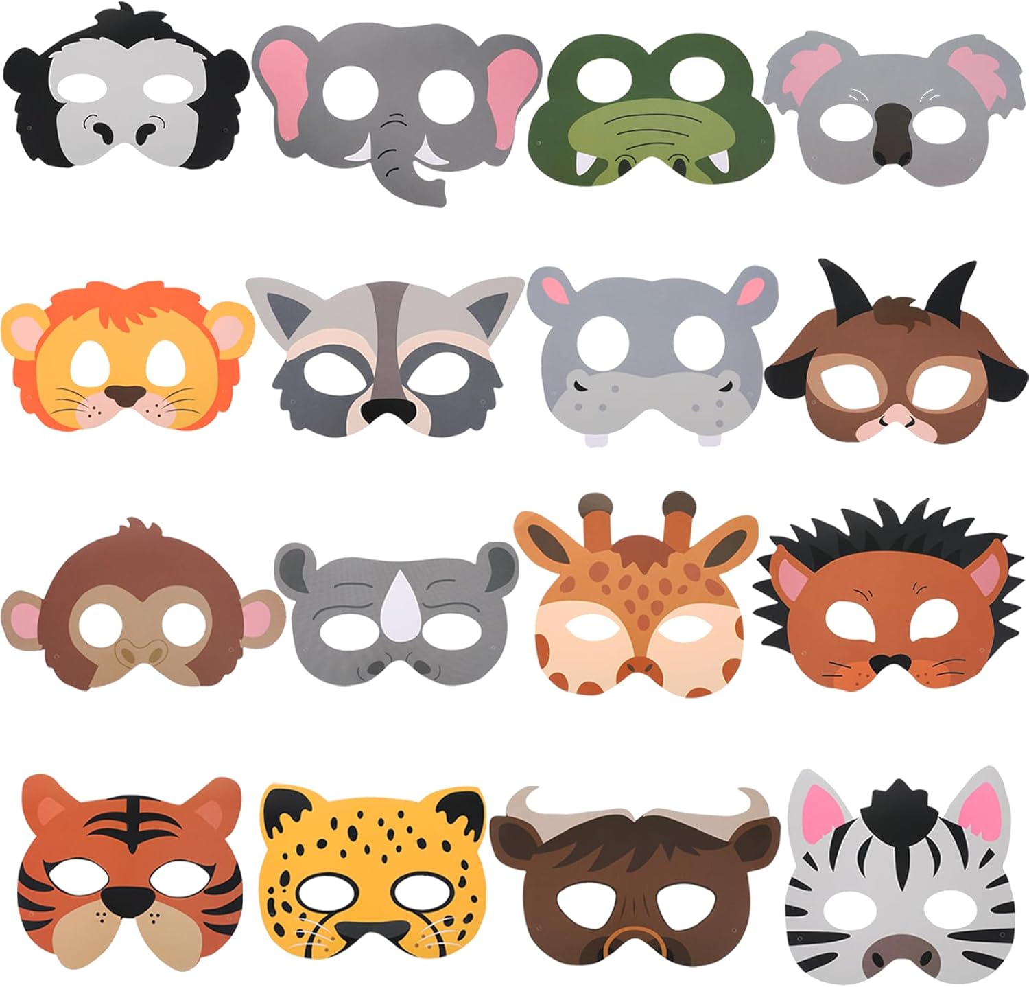 Amazon.com: Quilax 16 Pcs Animal Mask, Safari Animal Masks for Kids ...