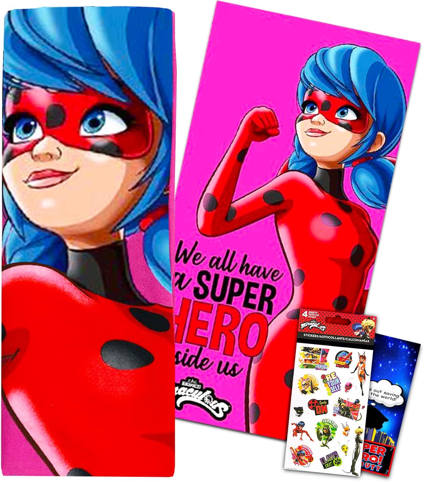 Amazon.com: Zagtoon Miraculous Ladybug Beach Towel Set - Bundle with ...