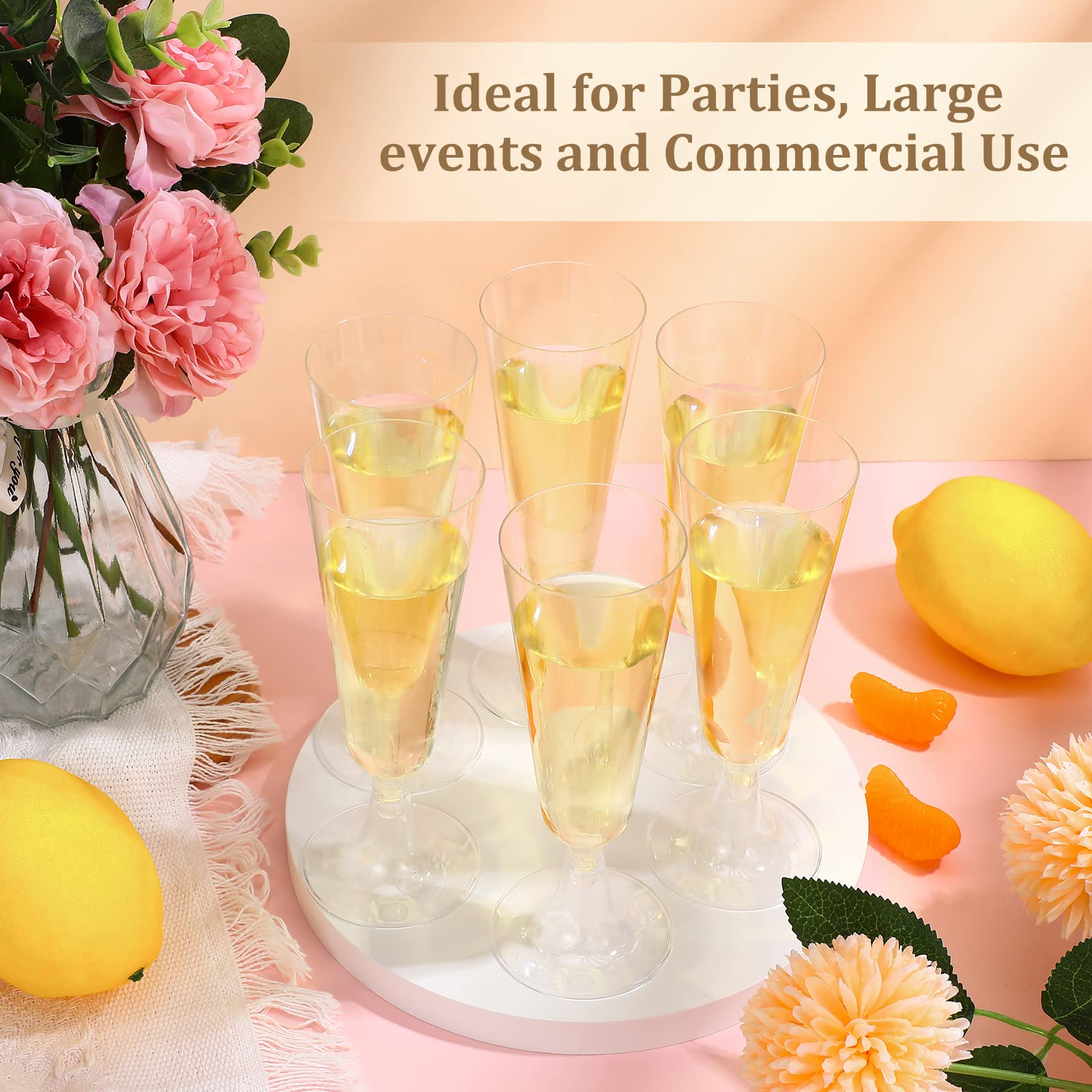 Snapklik.com : CHENGU 200 Pack Disposable Champagne Flutes, 5 Oz ...