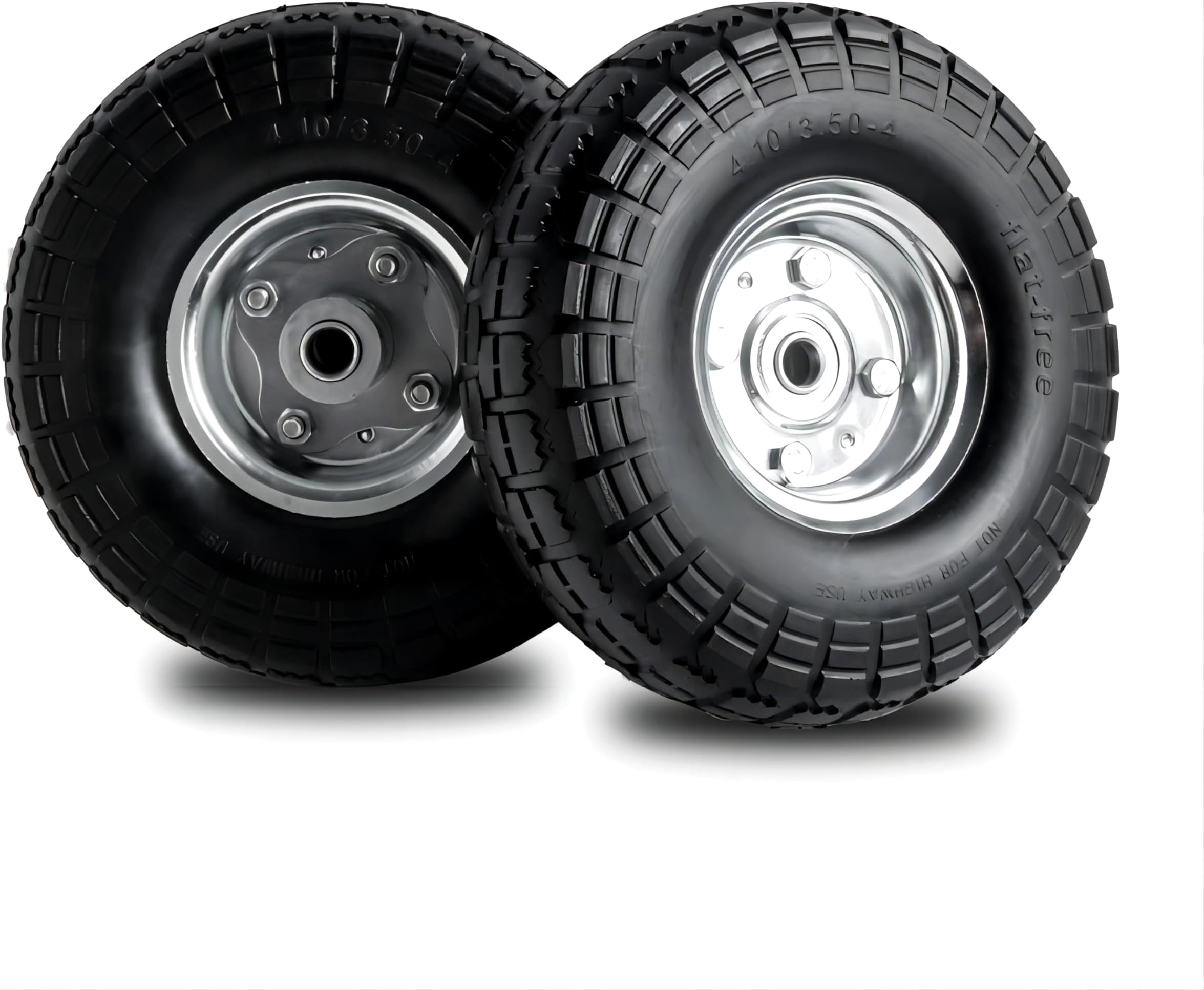 (2-Pack) 4.10/3.50-4 Tires and Wheels Flat Free,10" Heavy Duty Solid ...