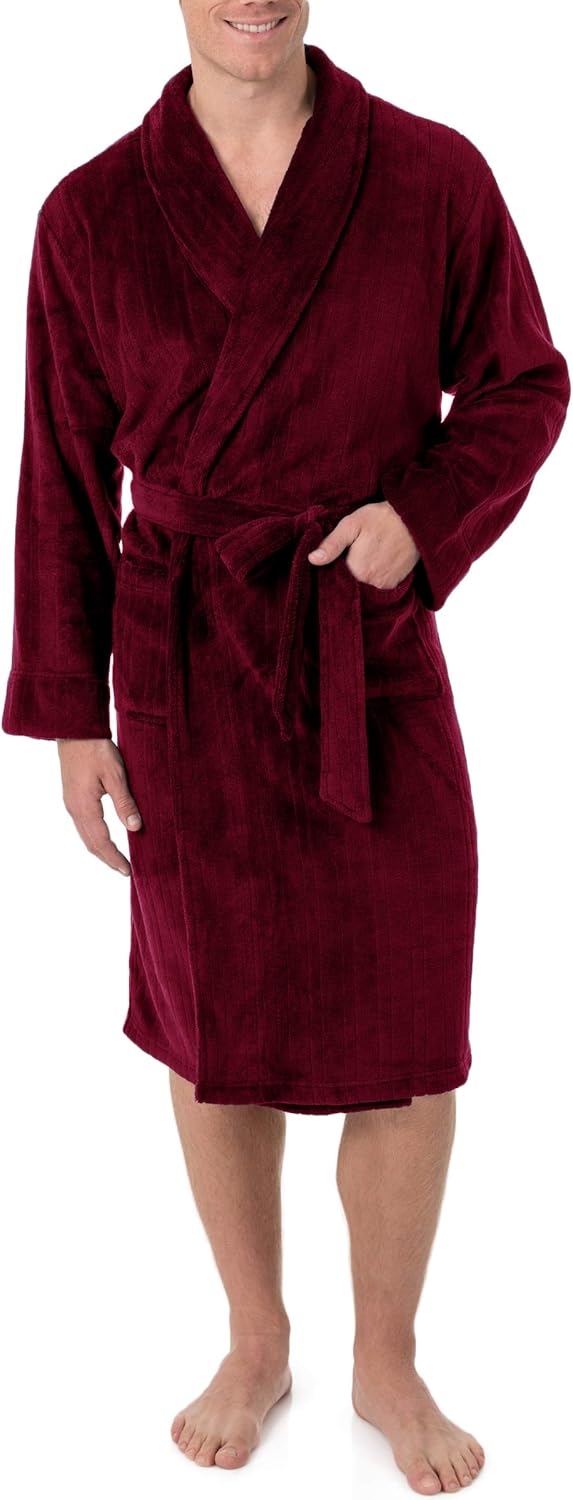 Chaps Men's Drop-Needle Comfort Soft Robe, Dark Red, One Size at Amazon ...