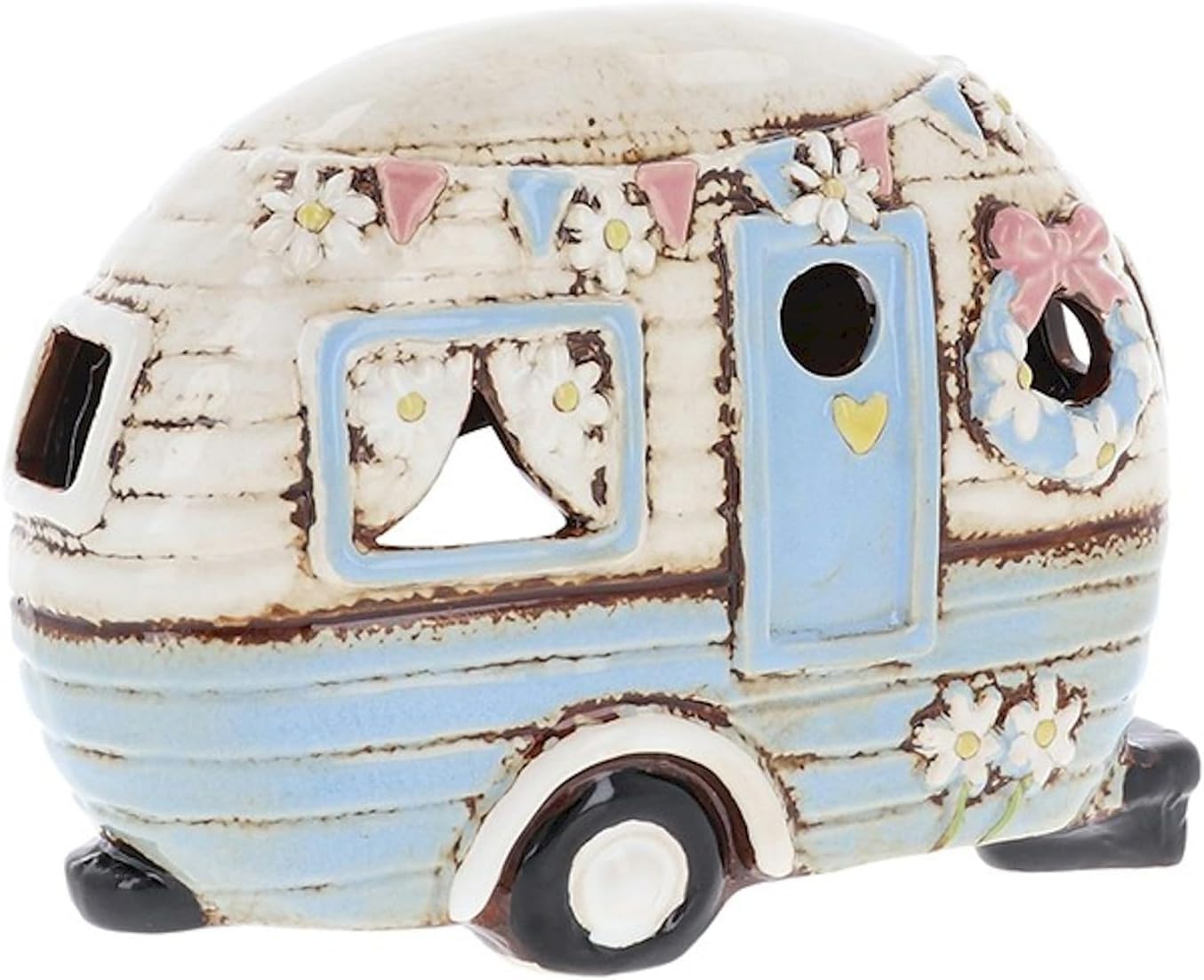 Village Pottery Pale Blue Caravan Tealight Holder : Amazon.co.uk: Home & Kitchen