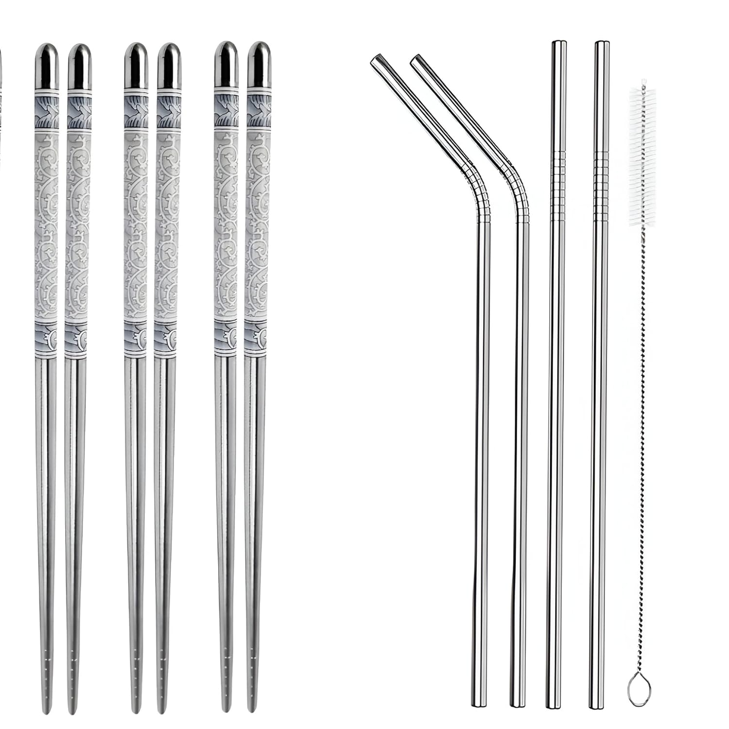 Buy Stainless Steel Korean, Vietnamese Eating Chopsticks Combo Reusable ...