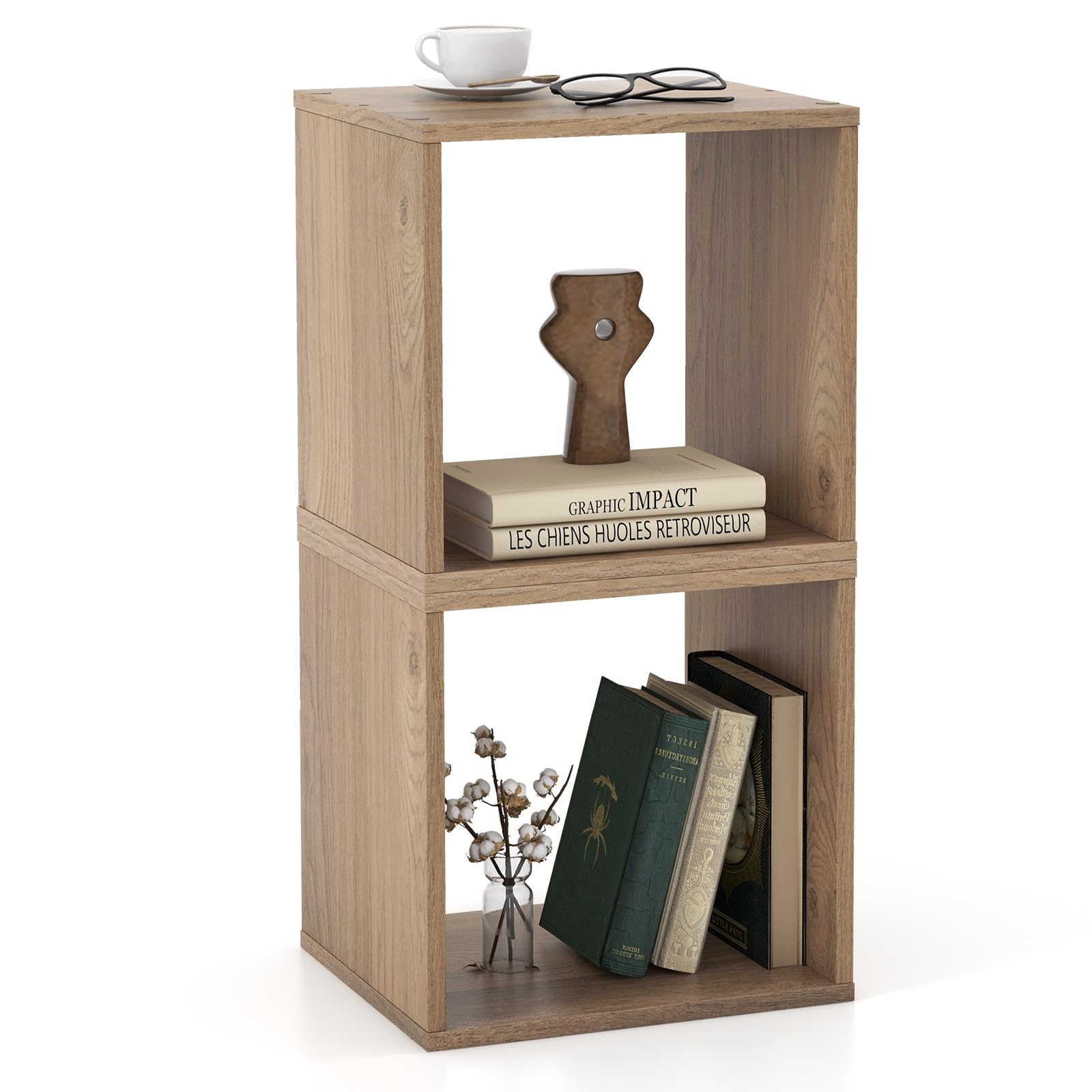 IFANNY 2 Stackable Bookshelf Cubes, Cubical Storage Organizer with 2 ...